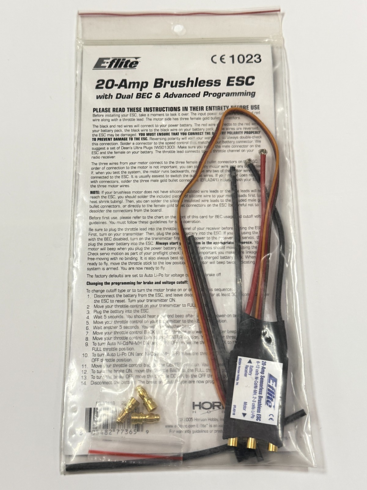 E-flite Eflite ESC 20 Amp 20A RC Airplane Brushless Speed Control EFLA ...